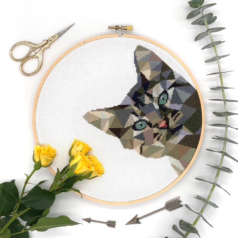 Geometric Cat - Etsy
