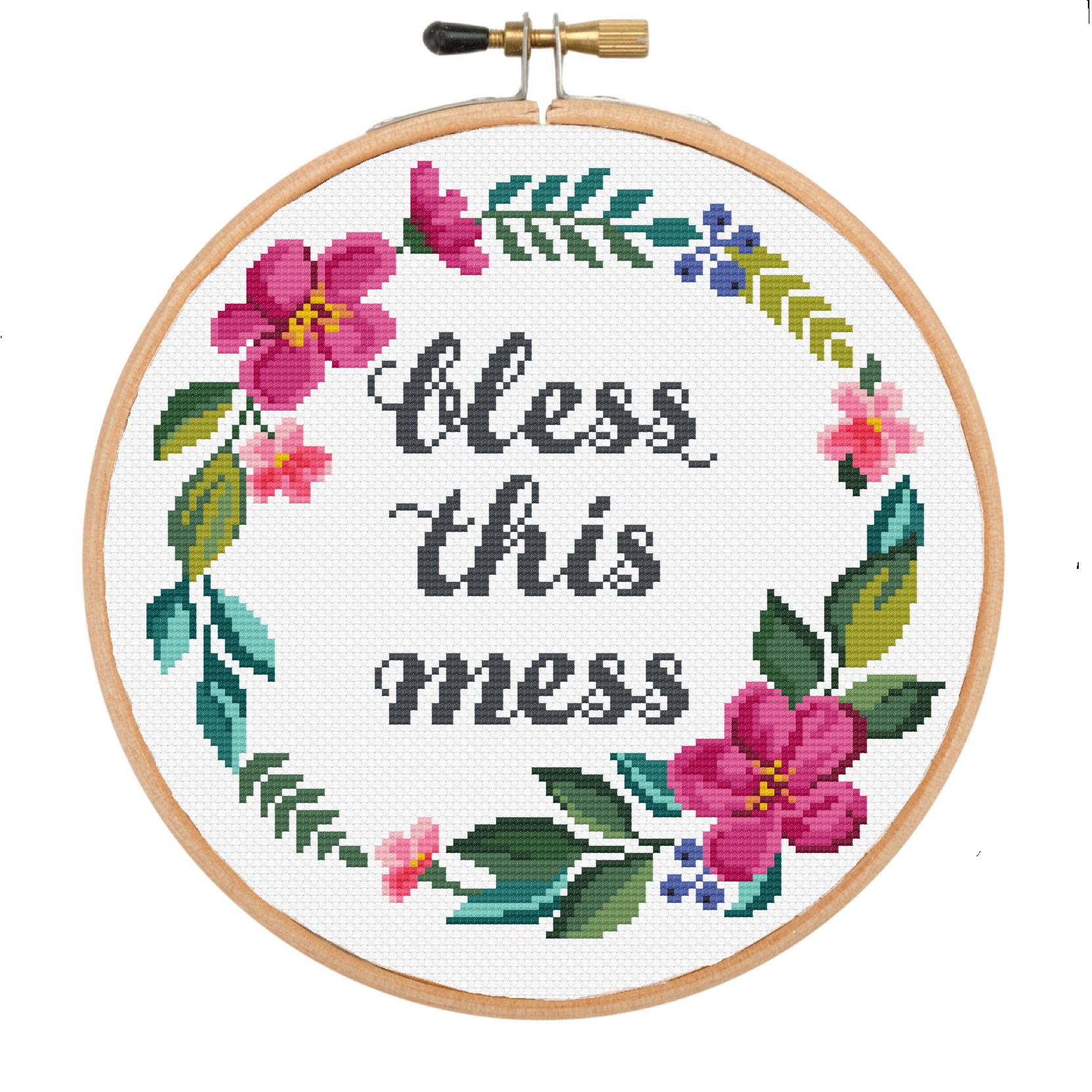 Cross stitch pattern Bless this mess / Quote cross stitch / | Etsy