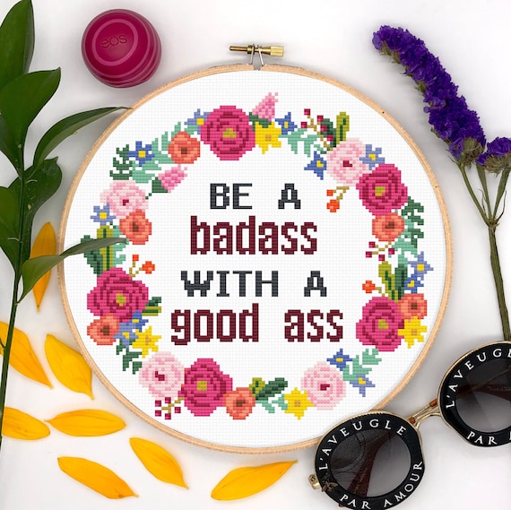 Cross Stitch Pattern Badass / Funny Cross Stitch Pattern / | Etsy