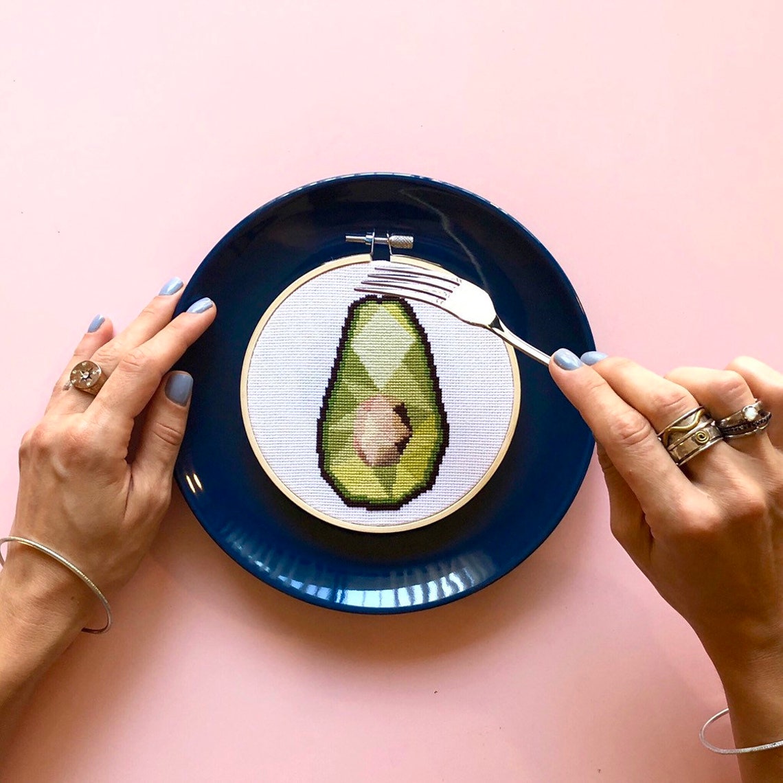 Avocado Cross Stitch Pattern, Modern Geometric Embroidery (PDF Pattern ...