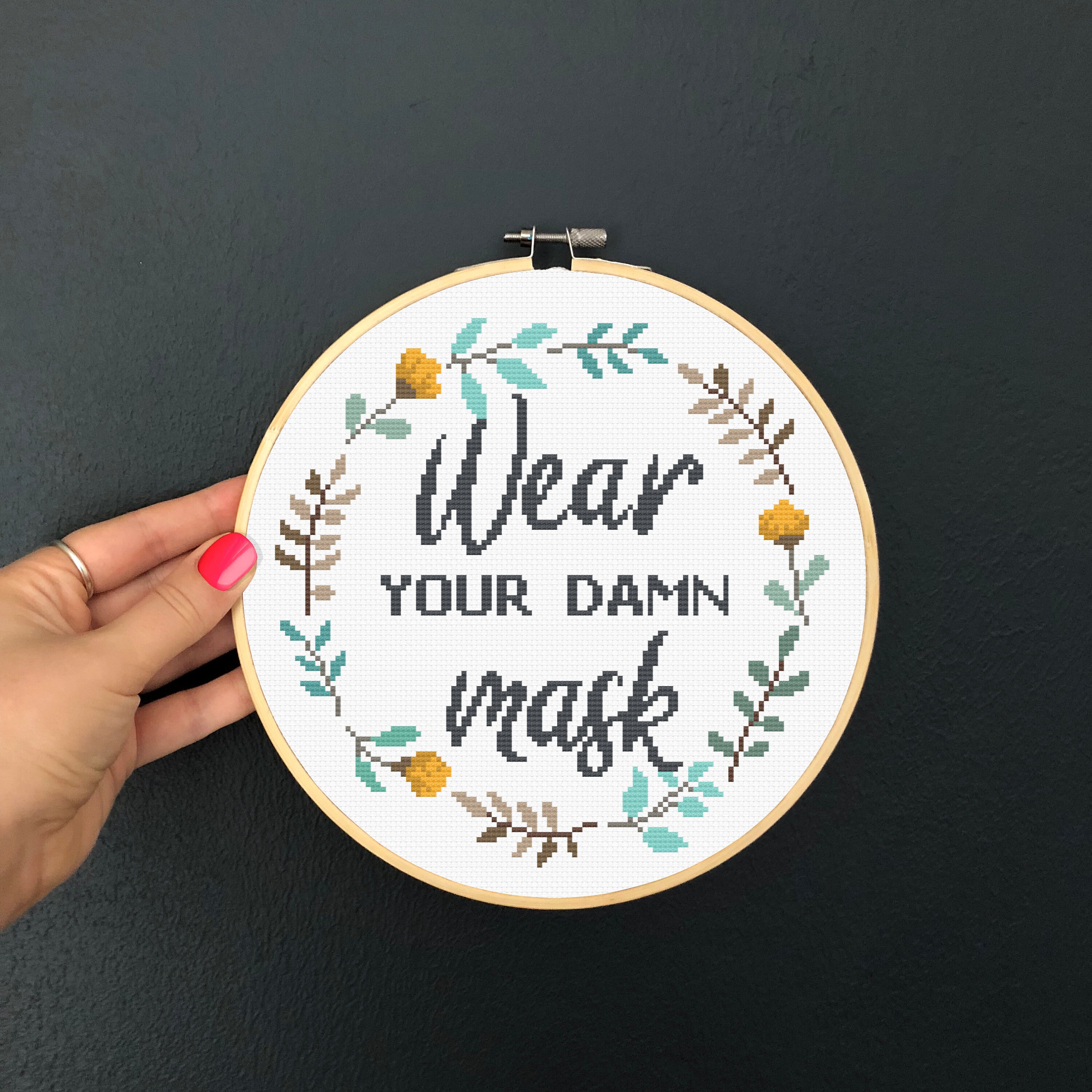 QUARANTINE MARATHON Wear Your Mask Cross Stitch Cross Stitch | Etsy