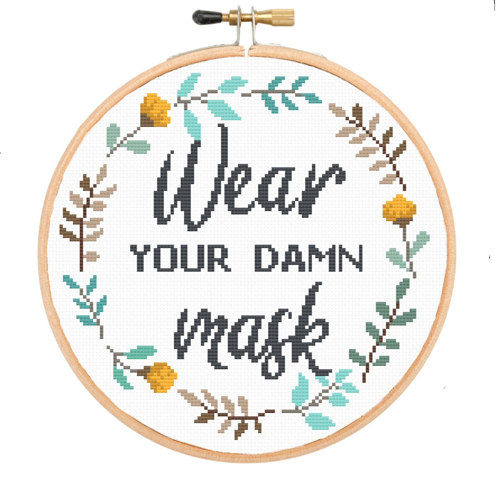 QUARANTINE MARATHON Wear Your Mask Cross Stitch Cross Stitch | Etsy