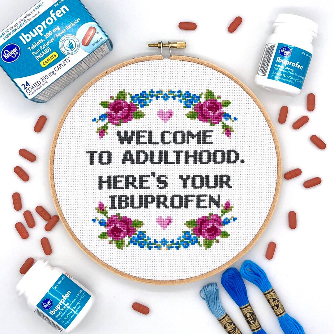 Cross Stitch Pattern / Ibuprofen Cross Stitch Pattern / Funny Cross ...