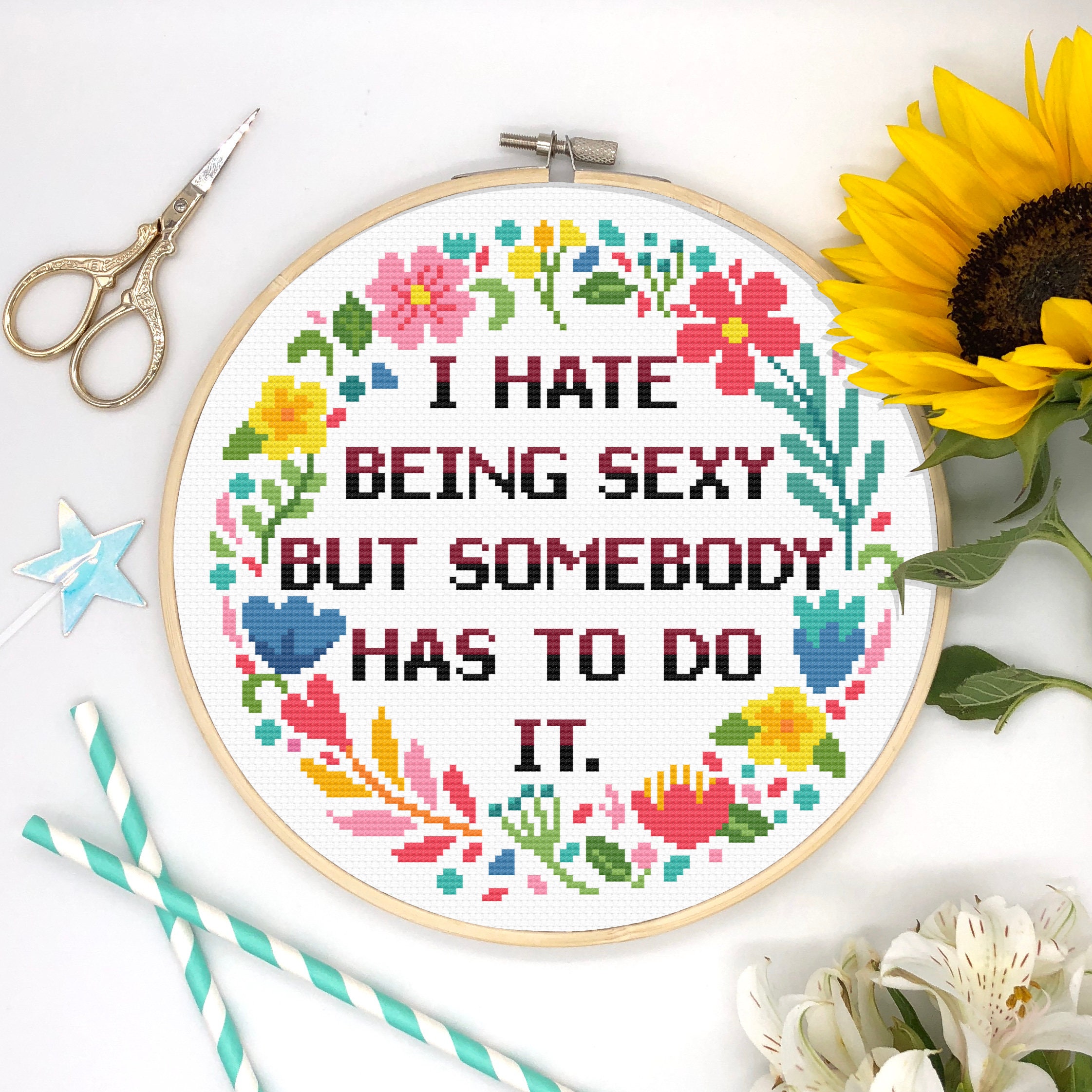 Cross Stitch Pattern / Funny Cross Stitch Pattern / Floral - Etsy