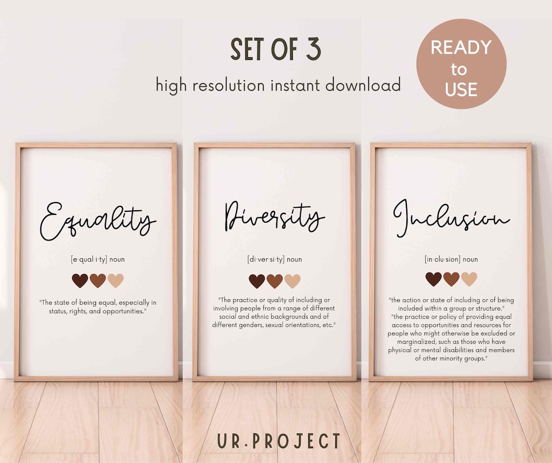 Equality Definition, Set of 3, Diversity Definition, Inclusion Posters ...