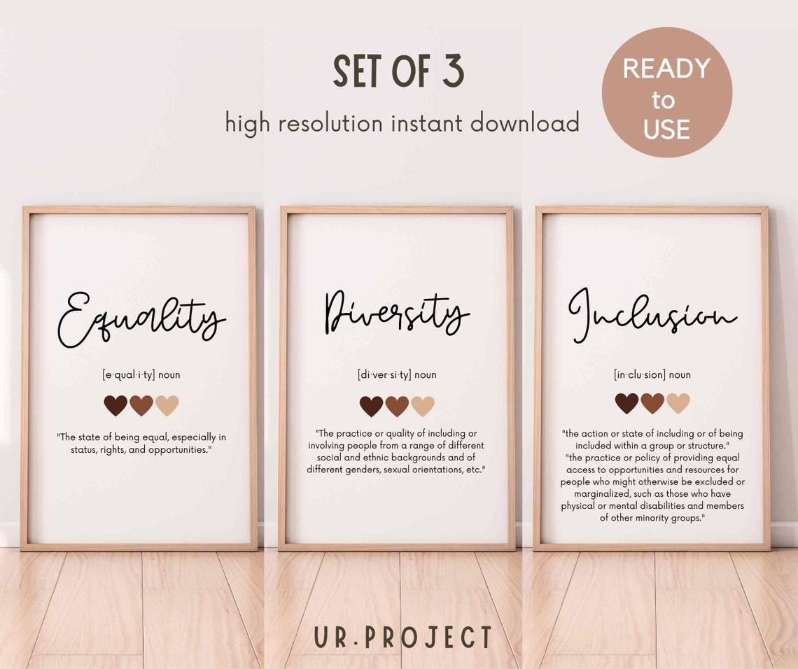 Equality Definition Set of 3 Diversity Definition Inclusion - Etsy