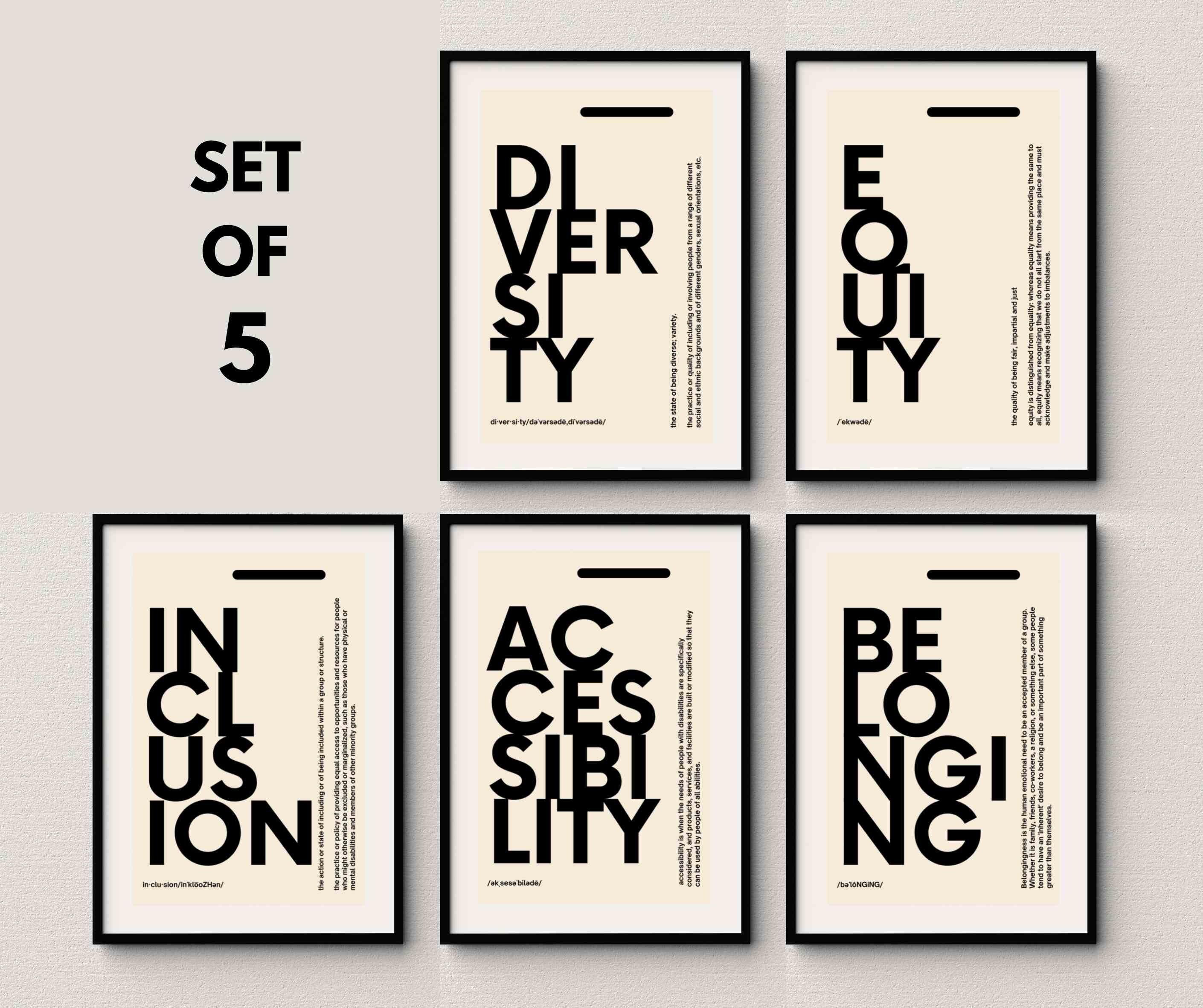 Diversity Office Decor, Inclusion Wall Art, Minimalist Definition Print ...