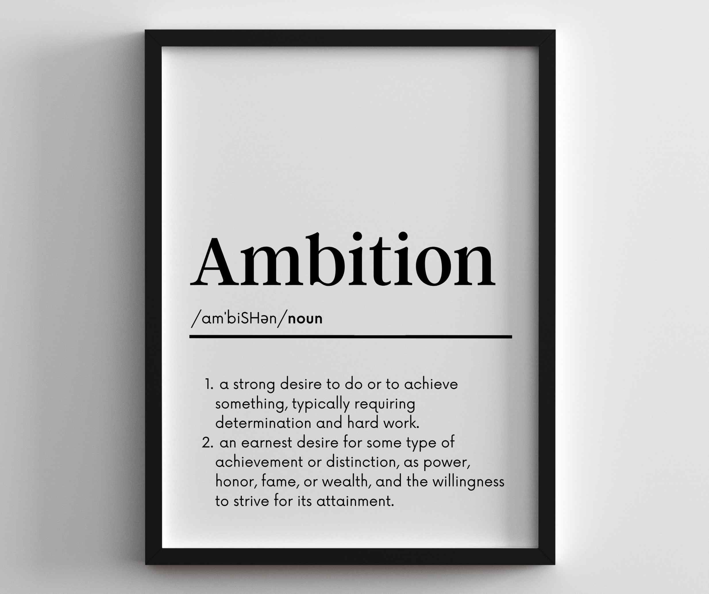 Ambition Definition Print, Definition Wall Art, Ambition Printable ...