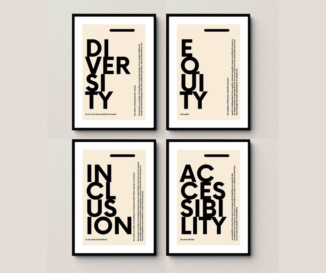 Diversity Equity Inclusion Art Prints: Modern Office Decor (set of 4 ...