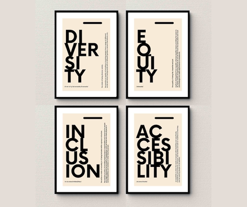 Diversity Equity Inclusion Art Prints: Modern Office Decor (set of 4 ...