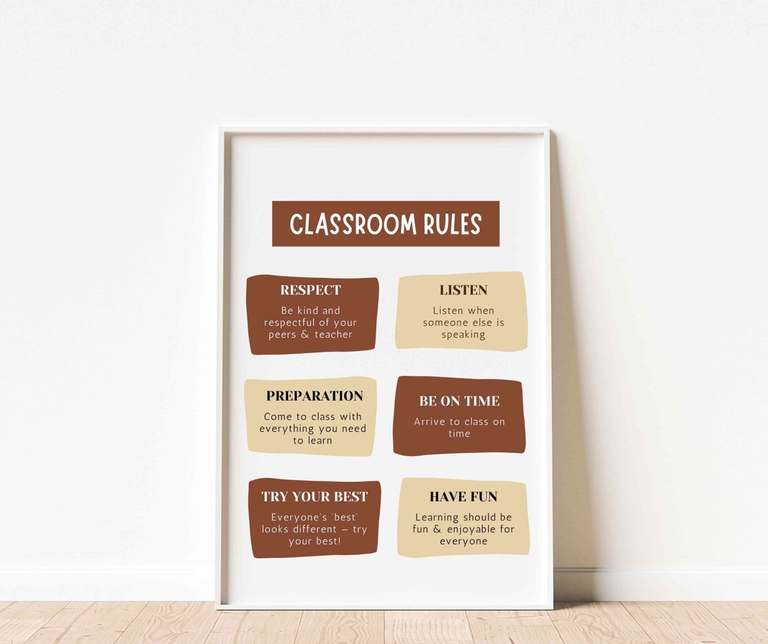Classroom Rules, Boho Teacher Gift, Classroom Poster, Daily ...