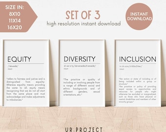 Poster Equity Definition, Set of 3, Diversity Definition, Inclusion ...