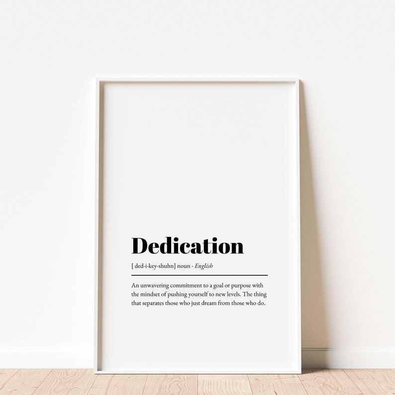 Dedication Definition Definitian Wall Art Office Wall Decor - Etsy