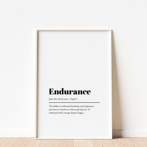 Office Wall Decor - Endurance Definition Wall Art, Motivational Print ...