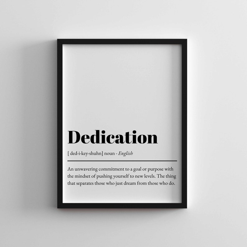 Dedication Definition Definitian Wall Art Office Wall Decor - Etsy