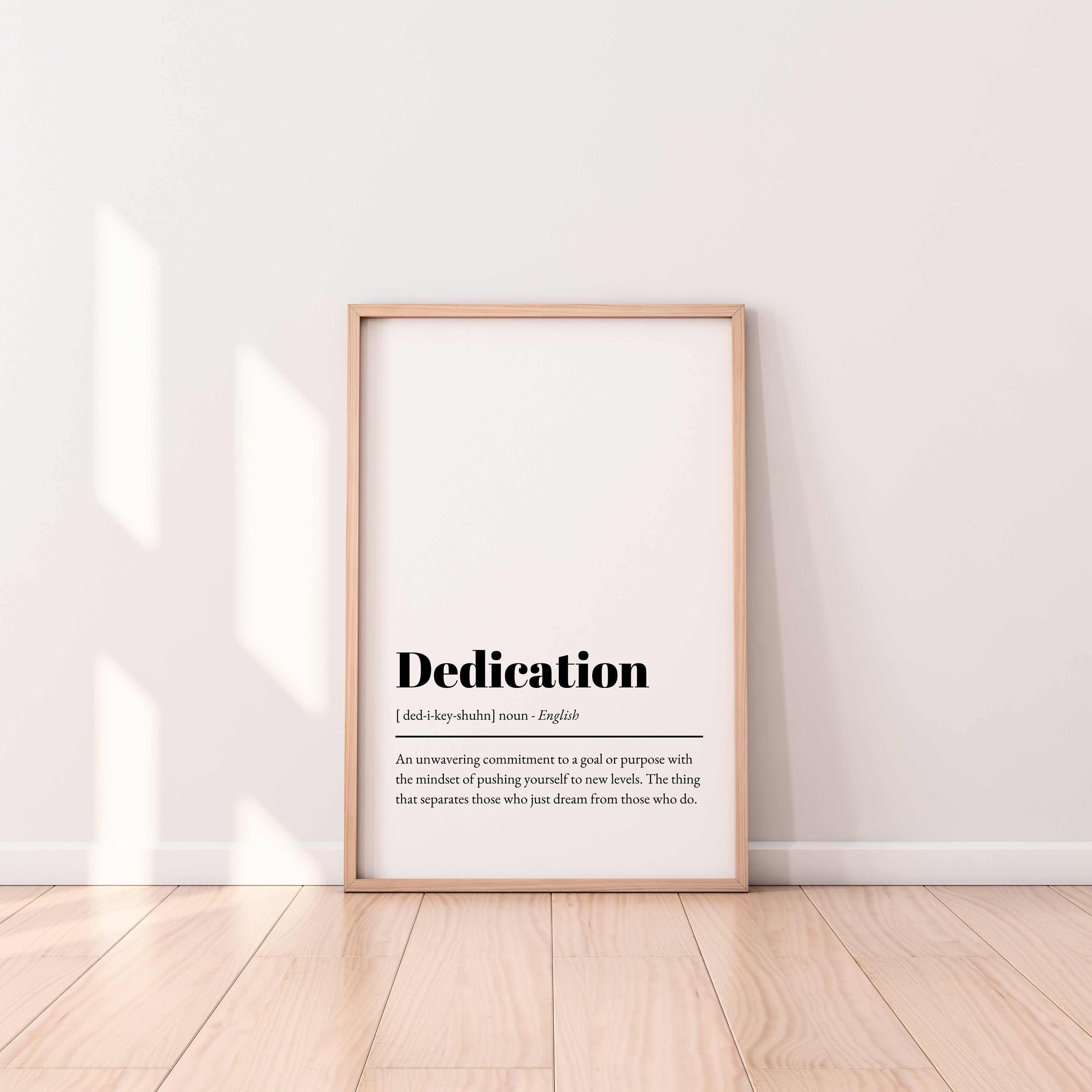 Dedication Definition Definitian Wall Art Office Wall Decor - Etsy