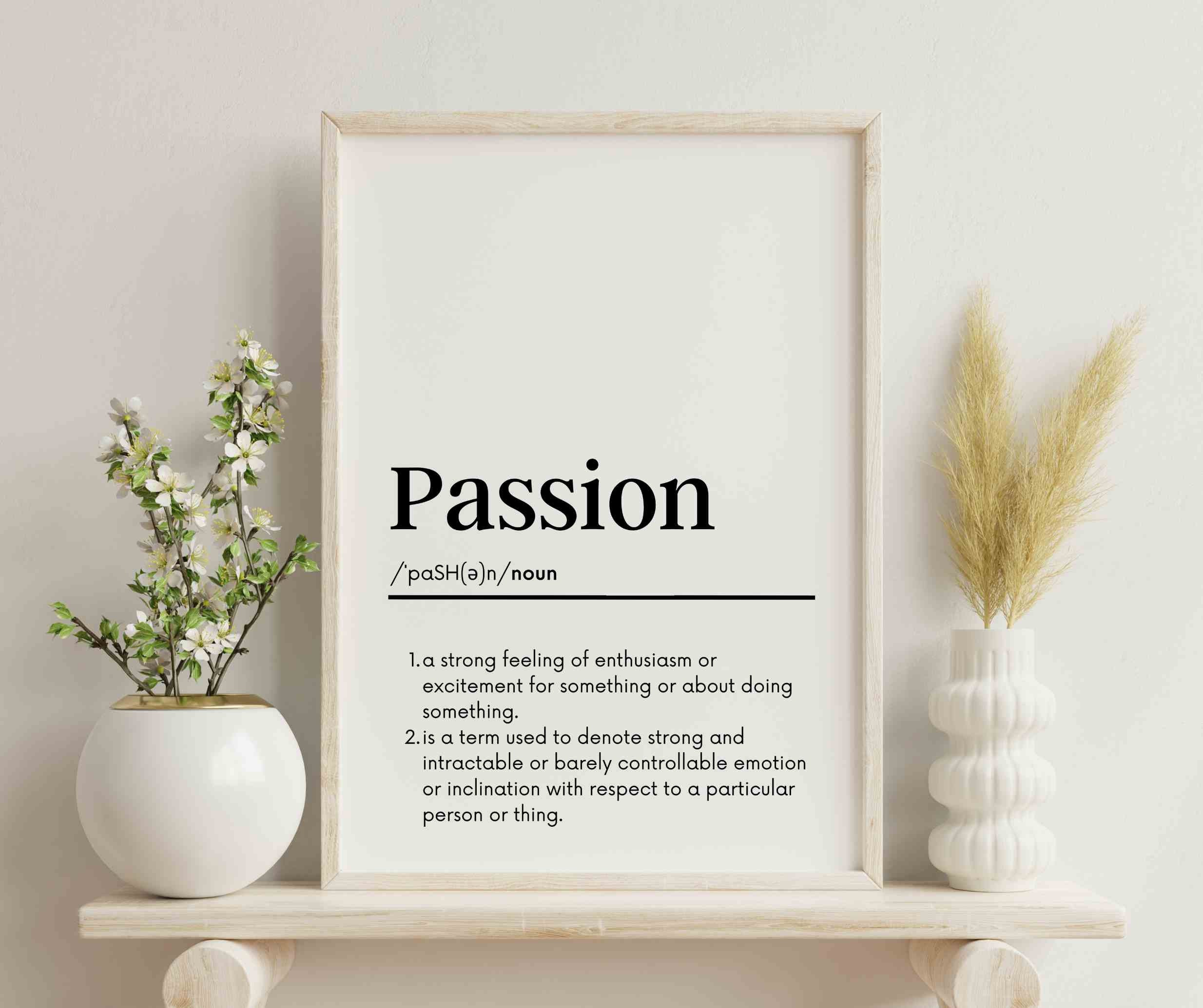 Office Wall Art, Office Print, Passion Definition Printable, Minimalist ...
