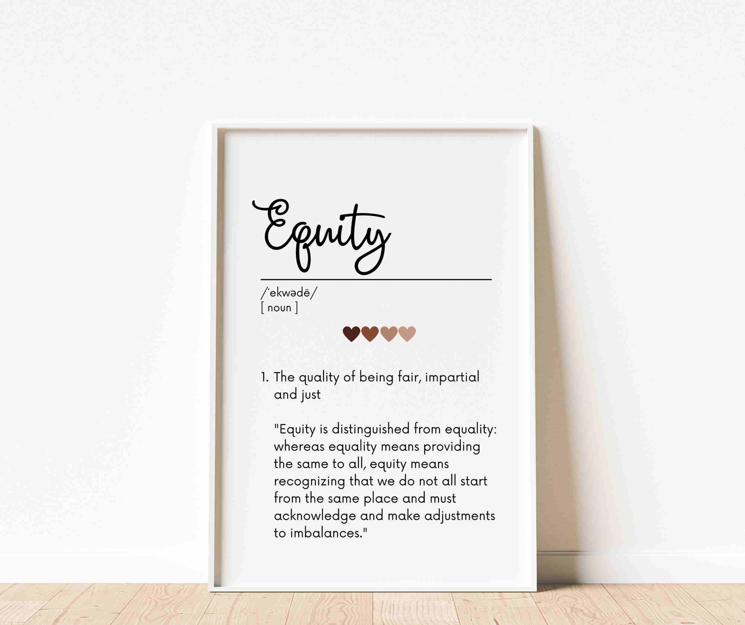 Equity Definition, Set of 5, Diversity Equality Inclusion Definition ...