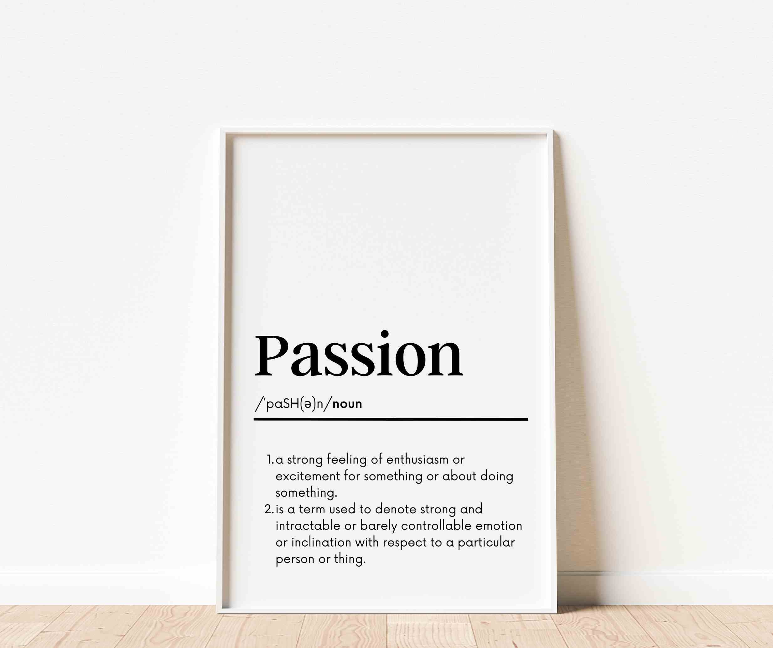 Office Wall Art, Office Print, Passion Definition Printable, Minimalist ...