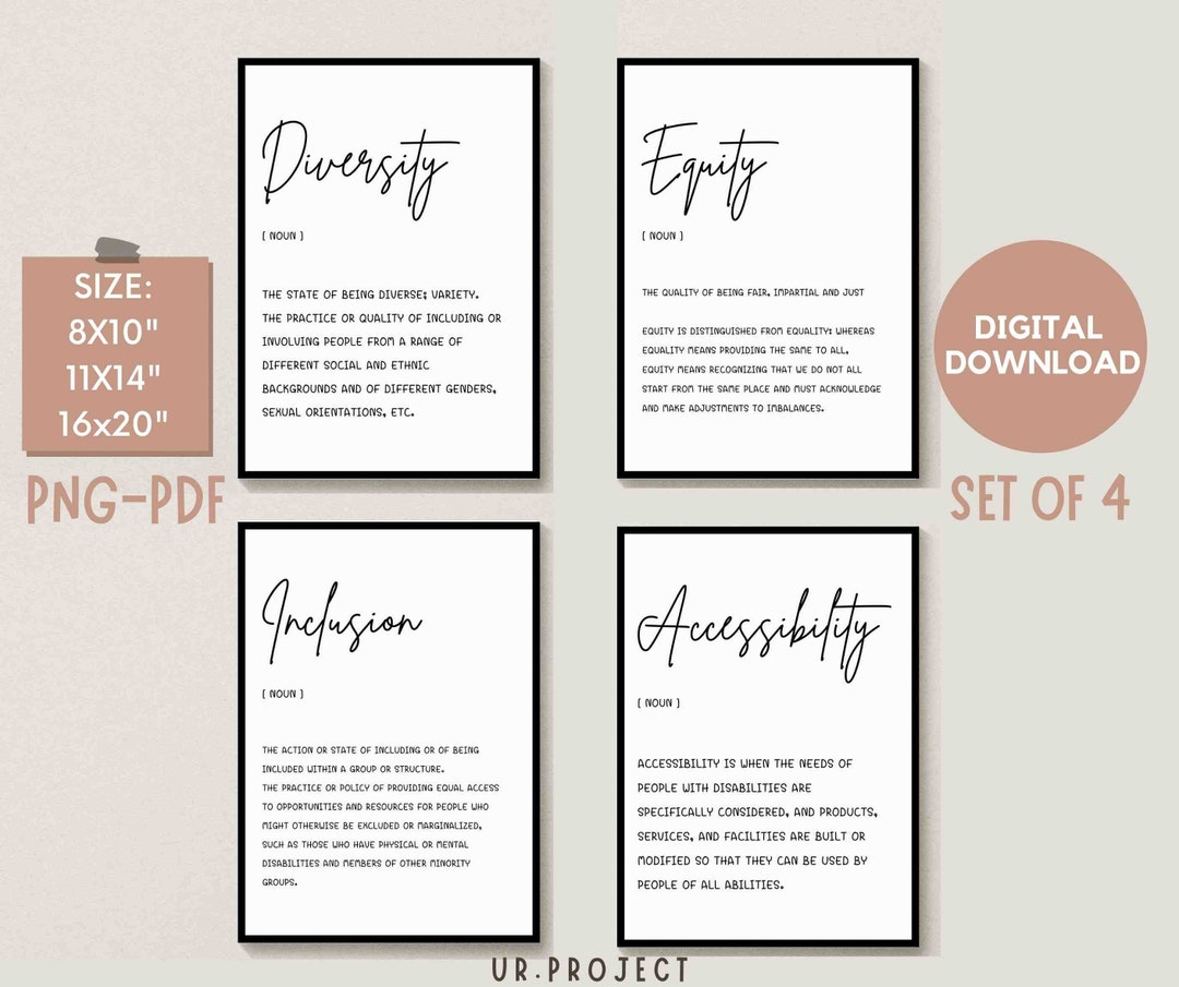 Minimalist Office Decor, Set of 4, Diversity Definition, Equity ...
