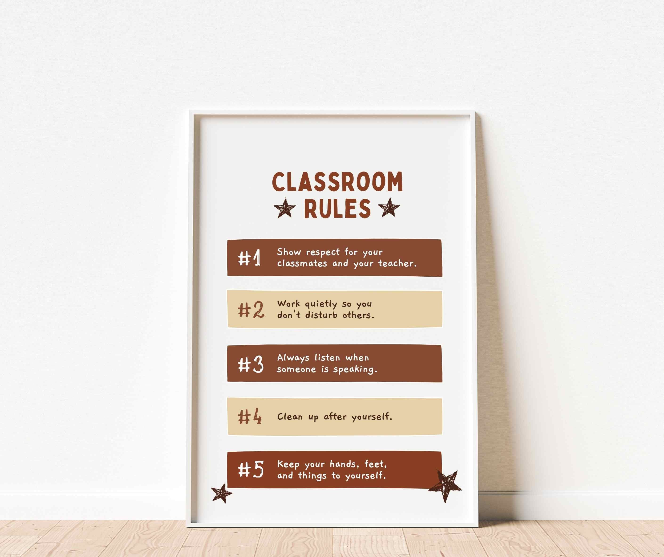 Classroom Rules, Boho Classroom Decor, Boho Teacher Gift, Daily ...