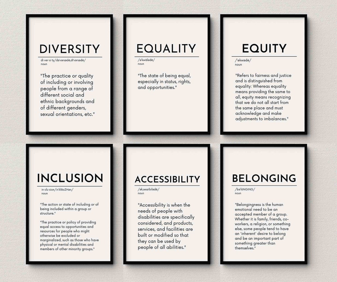 Equity Definition, Set of 6, Diversity Equality Inclusion Definition ...