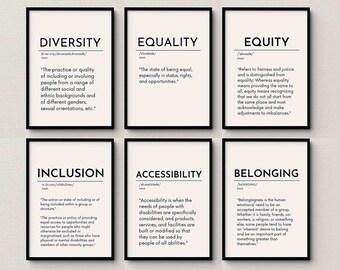 Poster Equity Definition, Set of 3, Diversity Definition, Inclusion ...