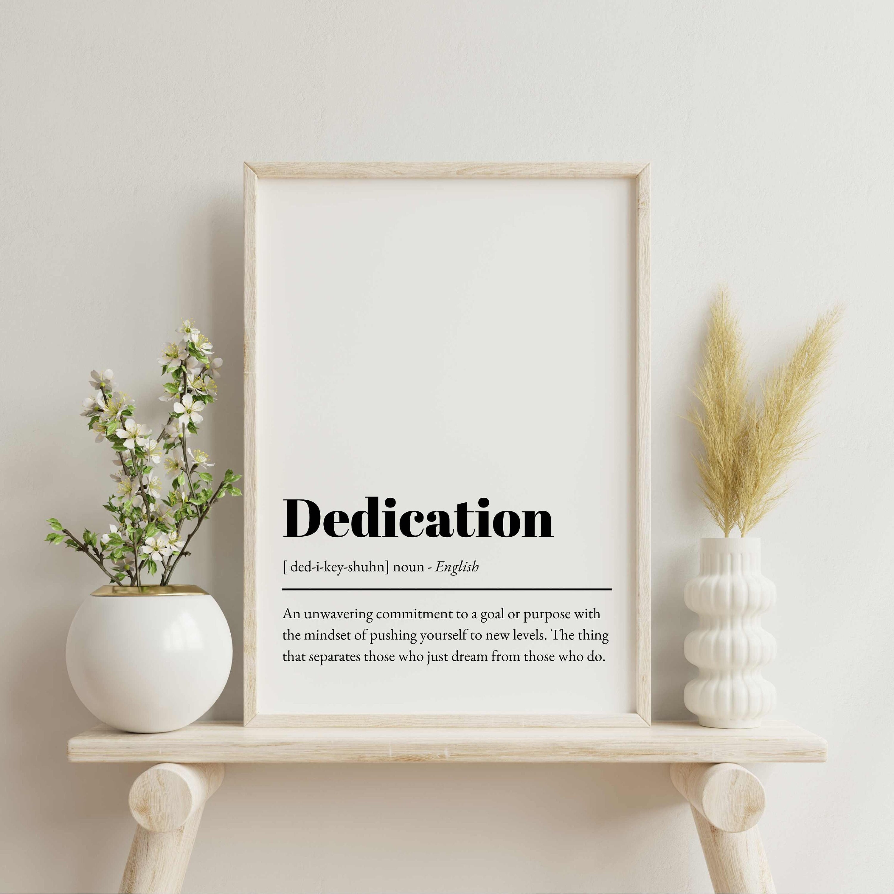 Dedication Definition Definitian Wall Art Office Wall Decor - Etsy