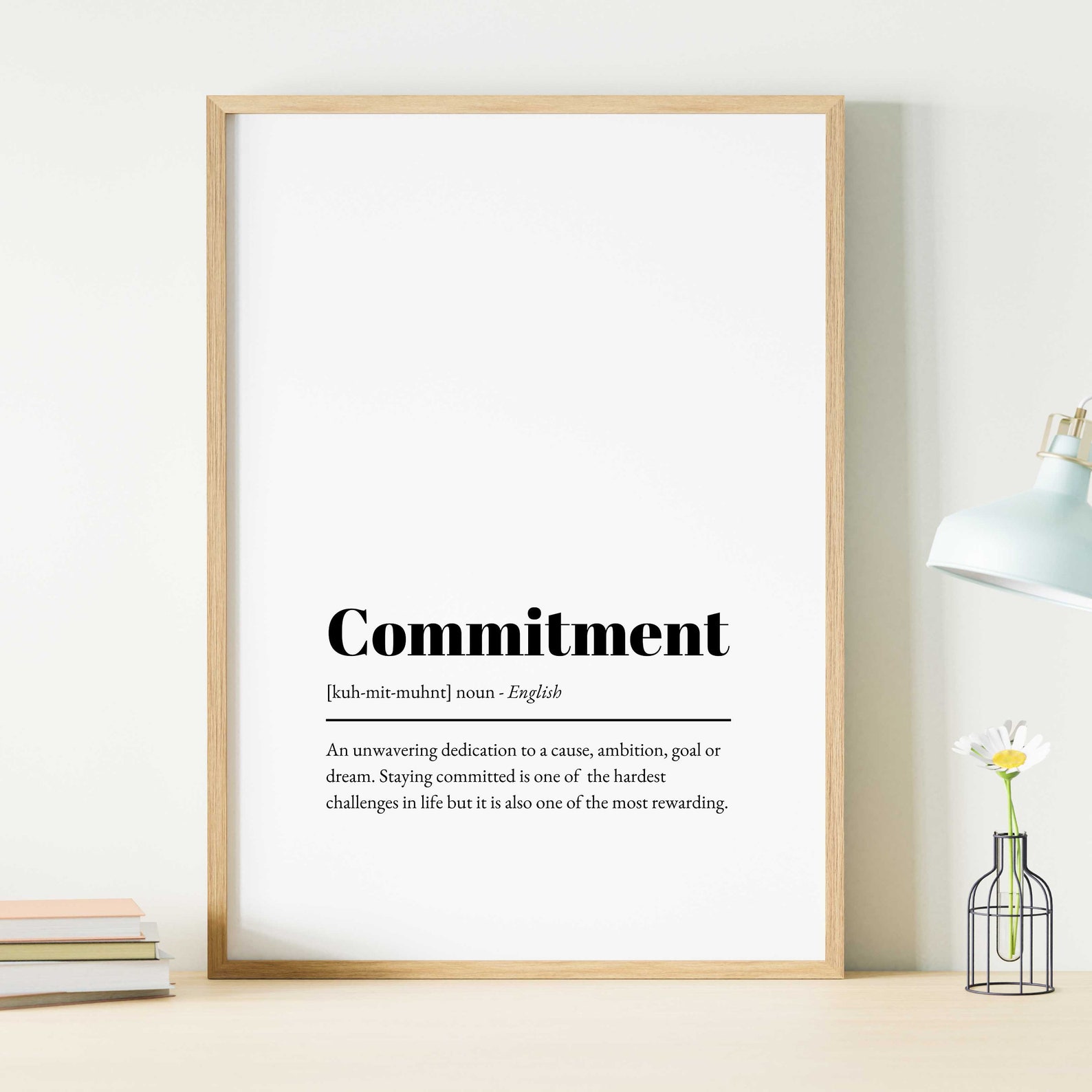 Commitment Definition Wall Art | Minimalist Office Decor | Motivational ...