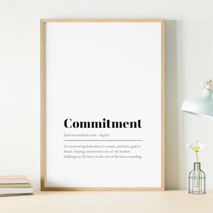 Commitment Definition Wall Art | Minimalist Office Decor | Motivational ...