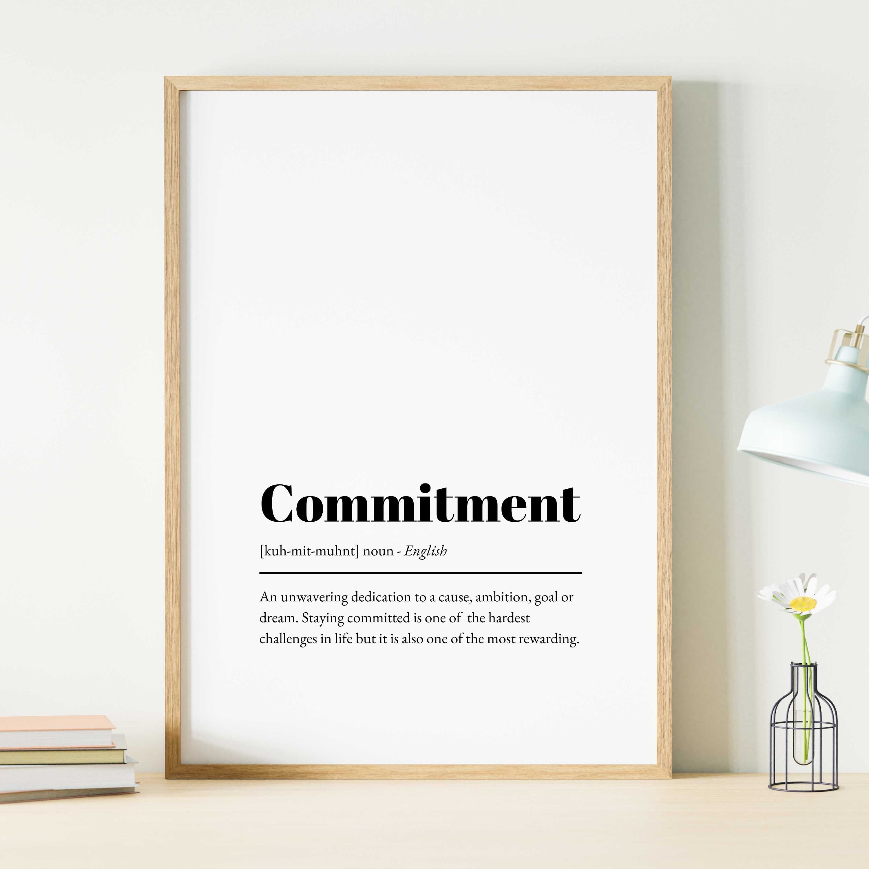 Commitment Definition Wall Art | Minimalist Office Decor | Motivational ...