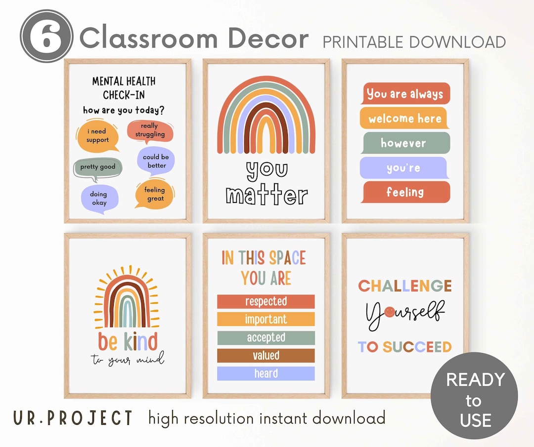 6 Boho Classroom Decor, Classroom Poster, School Quotes, Digital Print ...