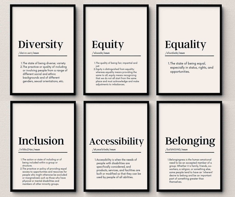Minimalist Office Decor, Diversity Definition, Set of 6, Equity ...