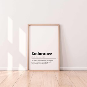 Office Wall Decor - Endurance Definition Wall Art, Motivational Print ...