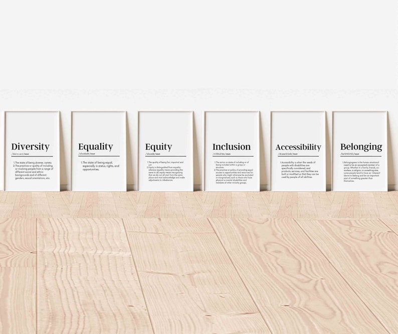 Diversity Definition, Set of 6, Equity Equality Inclusion Posters ...