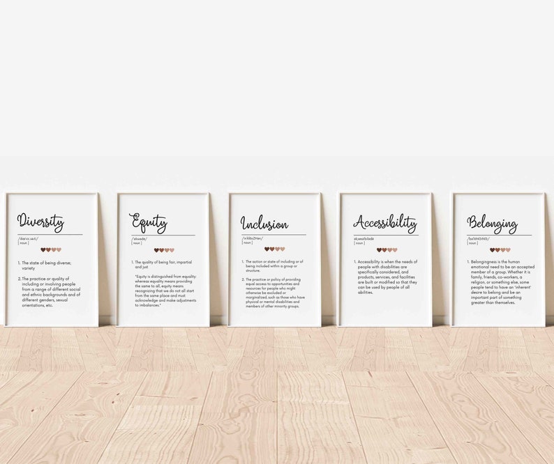 Minimalist Office Print, Set of 5, Diversity Office Decor, Inclusion ...