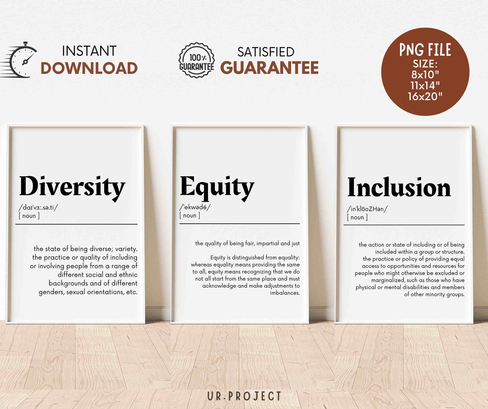 Diversity Definition, Set of 3, Equity Definition, Inclusion Posters ...