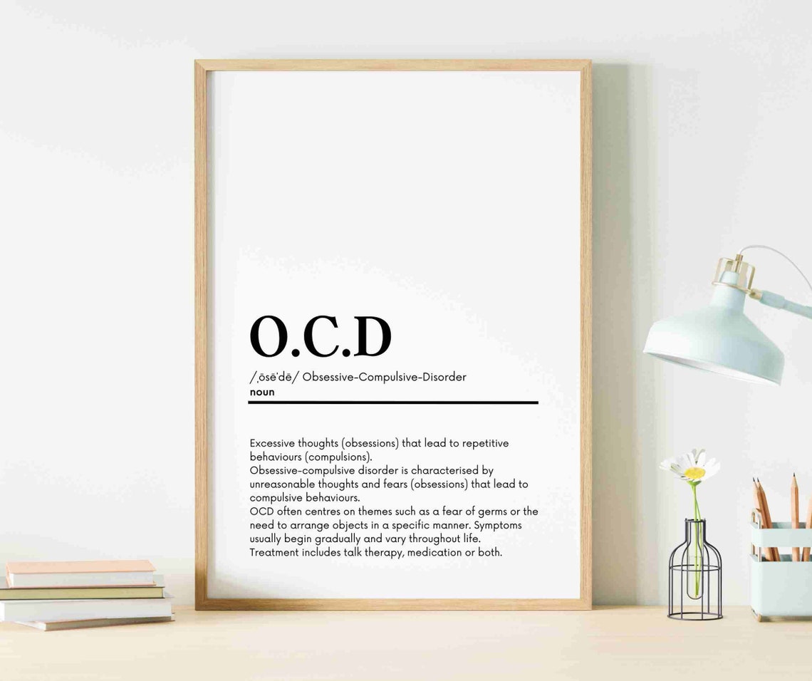 OCD Definition Print, Mental Health Poster, Psychology Print ...