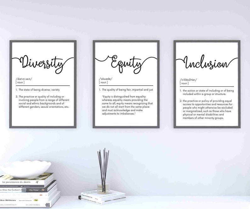 Diversity Equity Inclusion Definition Prints: Minimalist Office Decor ...