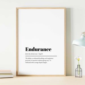 Office Wall Decor - Endurance Definition Wall Art, Motivational Print ...