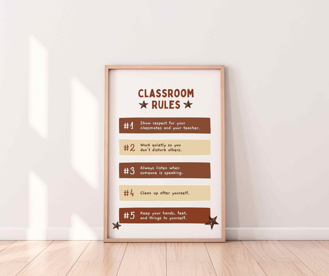 Classroom Rules, Boho Classroom Decor, Boho Teacher Gift, Daily ...