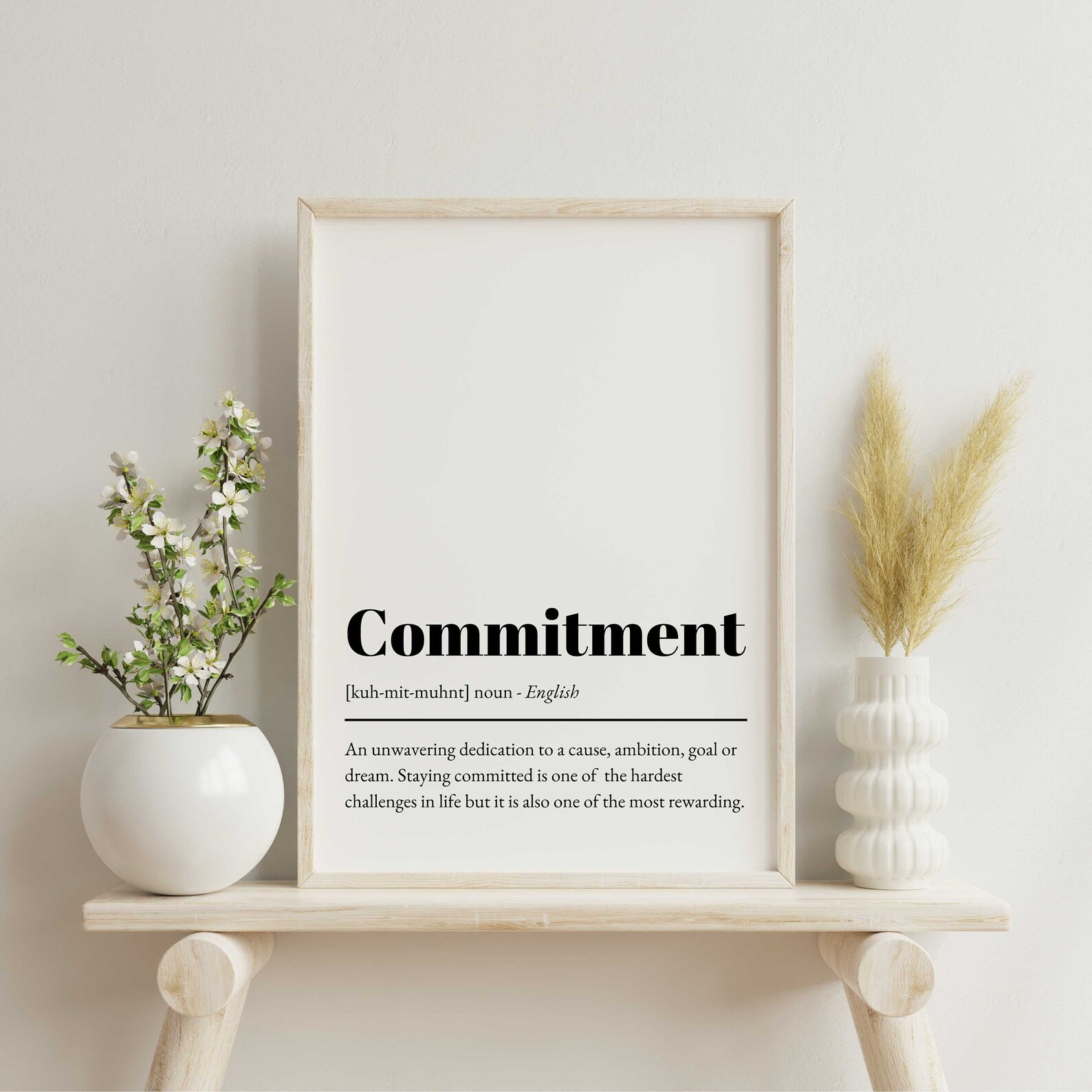 Commitment Definition Wall Art | Minimalist Office Decor | Motivational ...