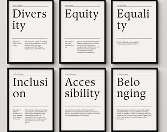Poster Equity Definition, Set of 3, Diversity Definition, Inclusion ...