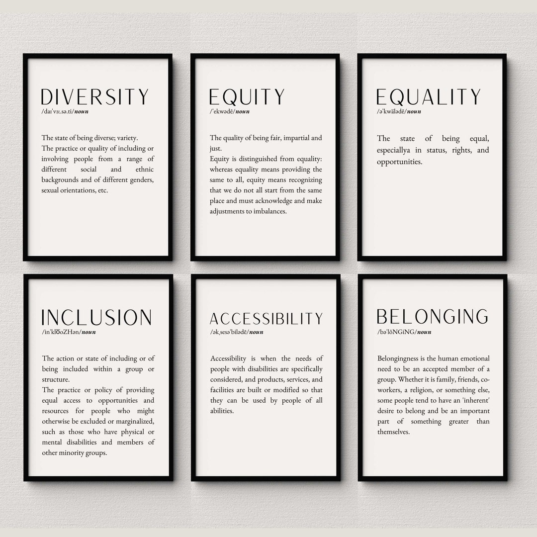 Diversity Definition, Set of 6, Diversity Equality Inclusion Definition ...