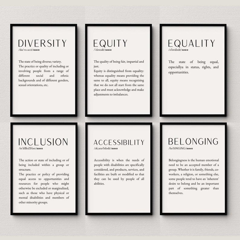 Diversity Definition, Set of 6, Diversity Equality Inclusion Definition ...