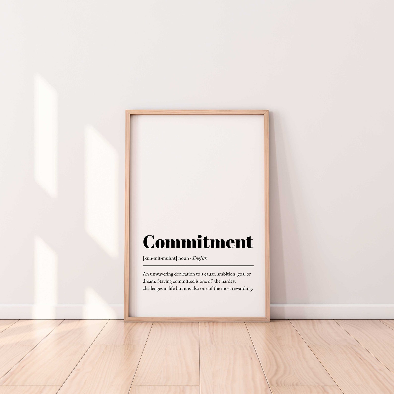 Commitment Definition Wall Art | Minimalist Office Decor | Motivational ...