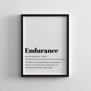 Office Wall Decor - Endurance Definition Wall Art, Motivational Print ...