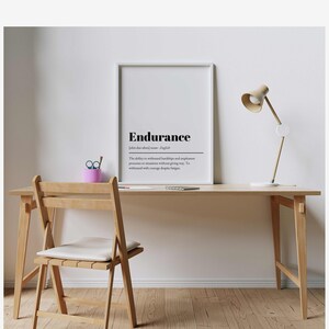 Office Wall Decor - Endurance Definition Wall Art, Motivational Print ...