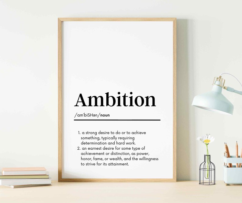 Ambition Definition Print, Definition Wall Art, Ambition Printable ...