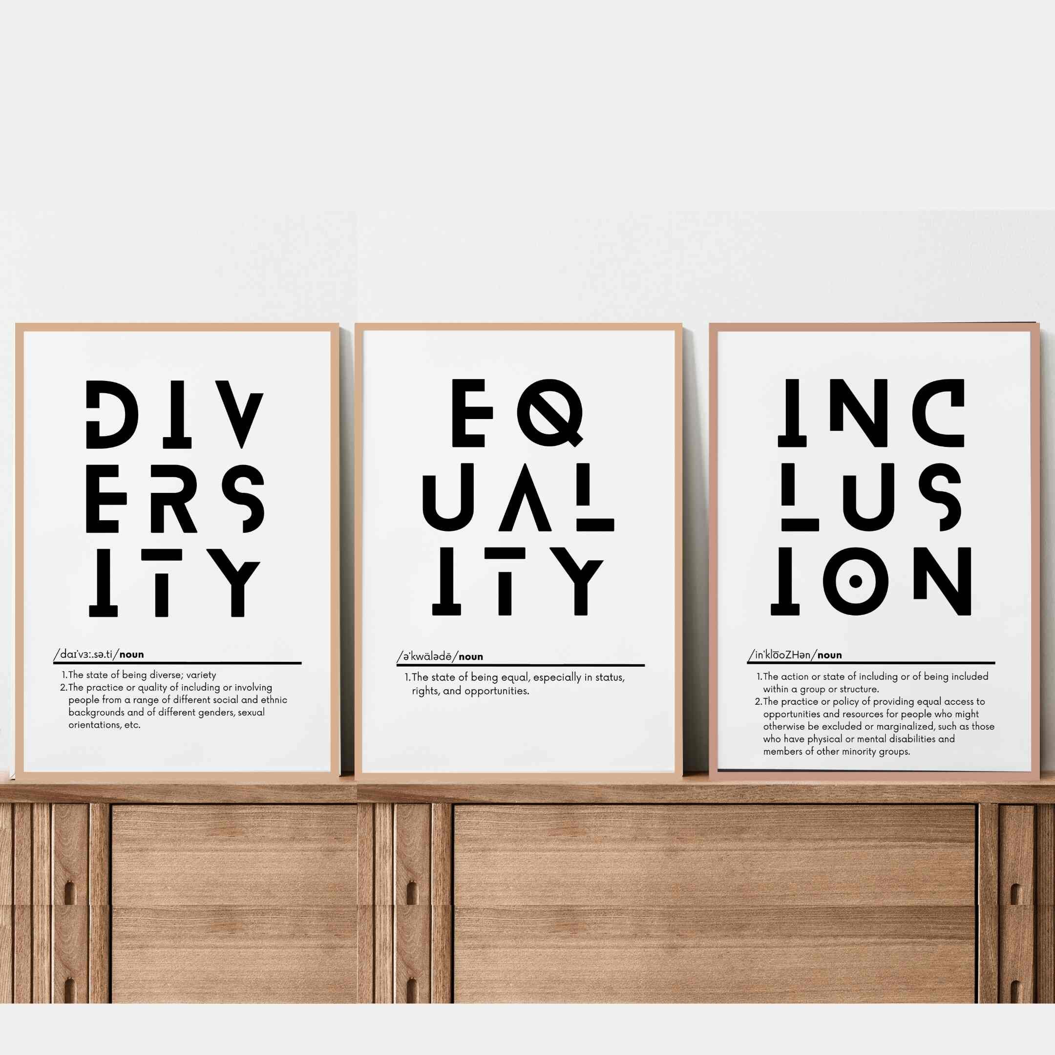 Minimalist Office Decor, Set of 3, Diversity Definition, Equality ...